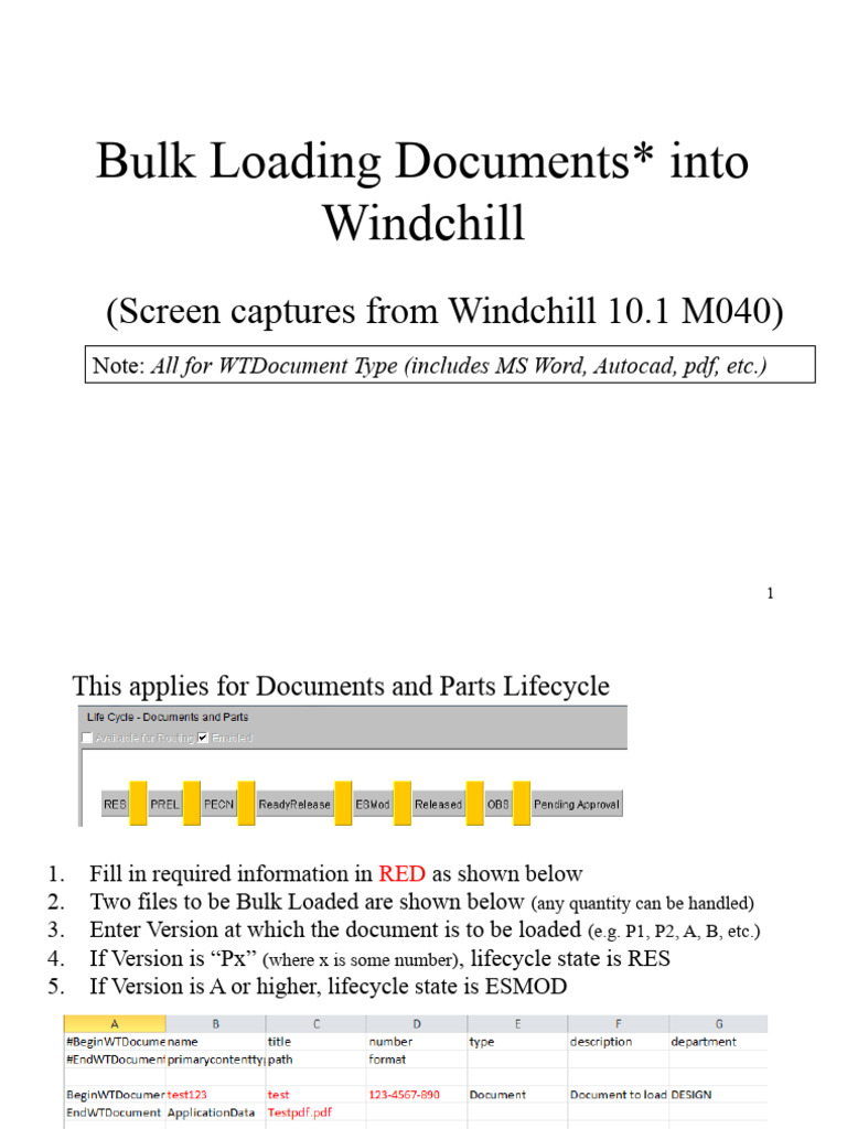 Bulk Loading WTDocuments Into Windchill | PDF | Comma Separated Values | Computer File