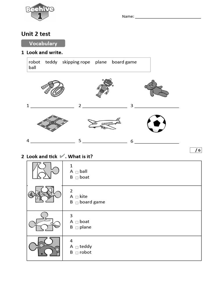 Beehive - Tests - Level 1 - Unit Test 2 2024 | PDF | Linguistics