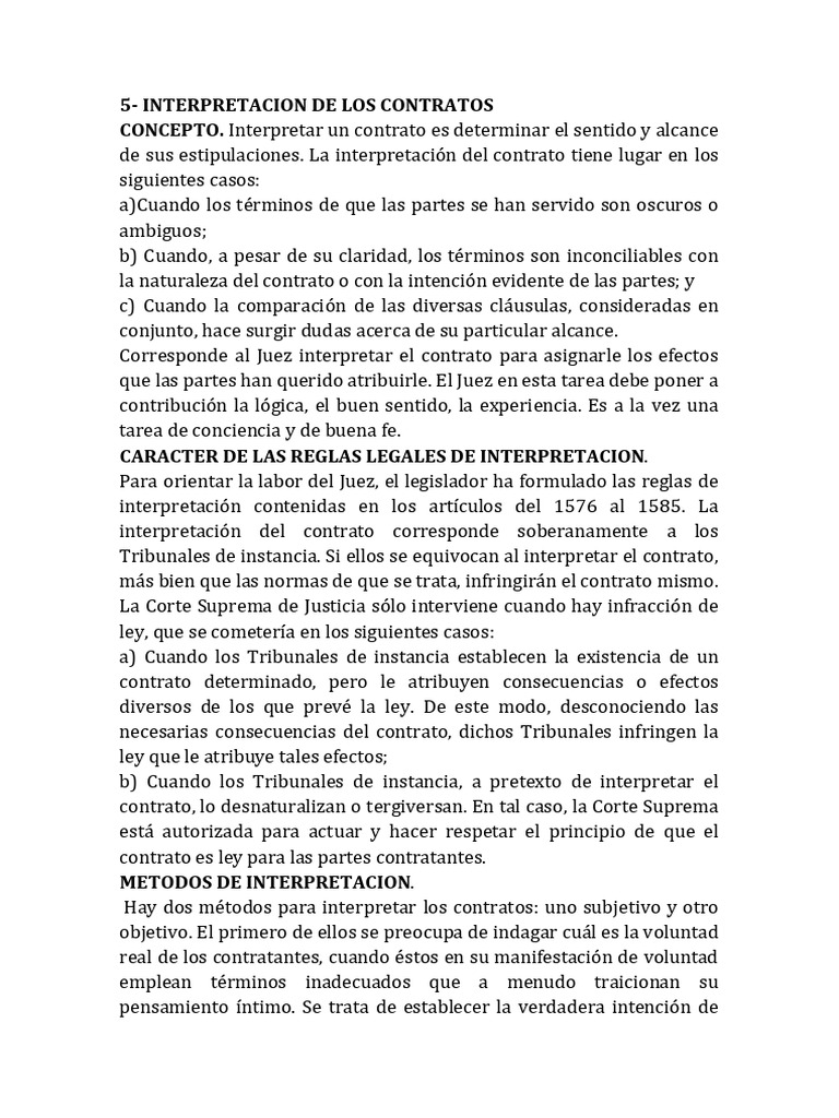 5.interpretacion de Los Contratos | Descargar gratis PDF ...