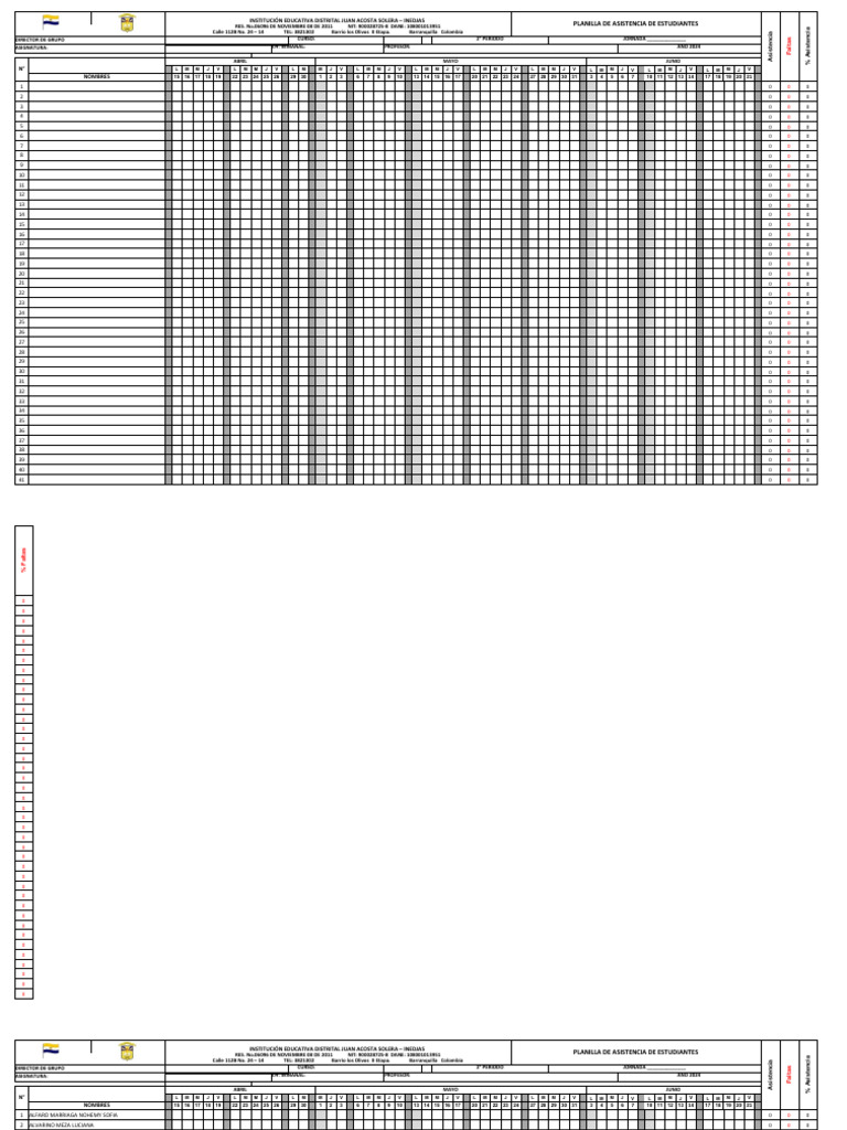Prim - Planilla de Asistencia Inedjas - Per 2 - 2024 | PDF