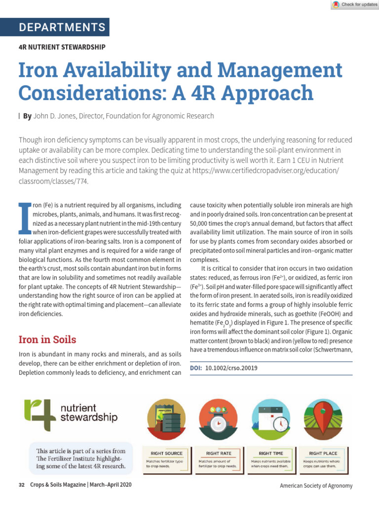 Crops Soils - 2020 - Jones - Iron Availability and Management ...