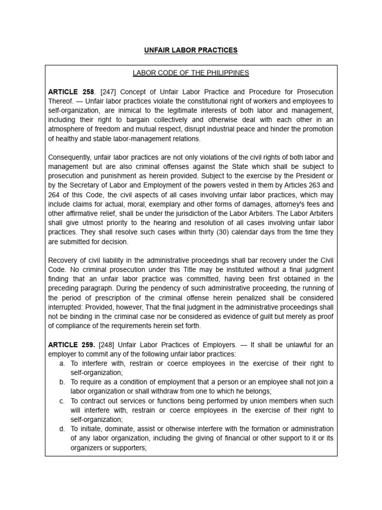 Unfair Labor Practices 1 | PDF | Collective Bargaining | Employment