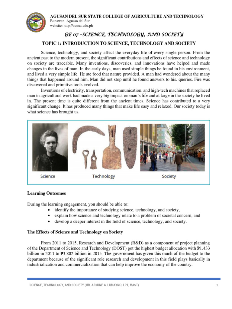 TOPIC 1 Introduction To STS | PDF | Science | Society