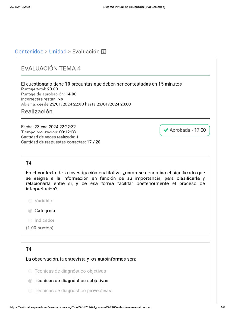 Tema 4 Diagnostico | PDF | Validez (Estadísticas) | Evaluación