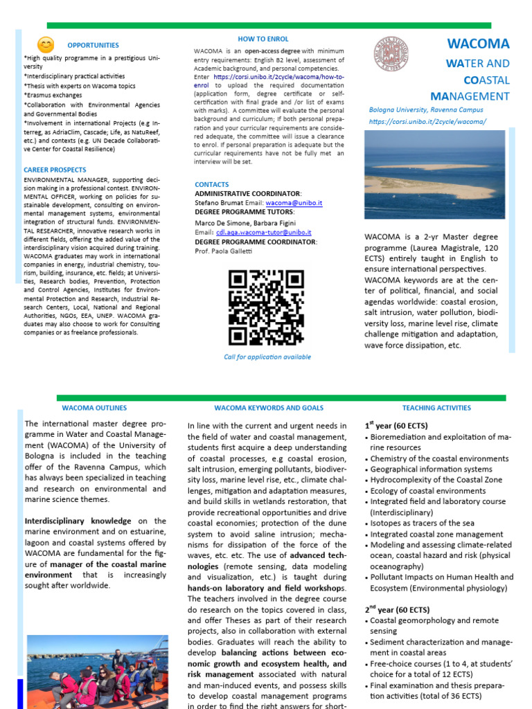 Brochure Wacoma 2023 - Unibo - En2 | PDF | Academic Degree | Coast