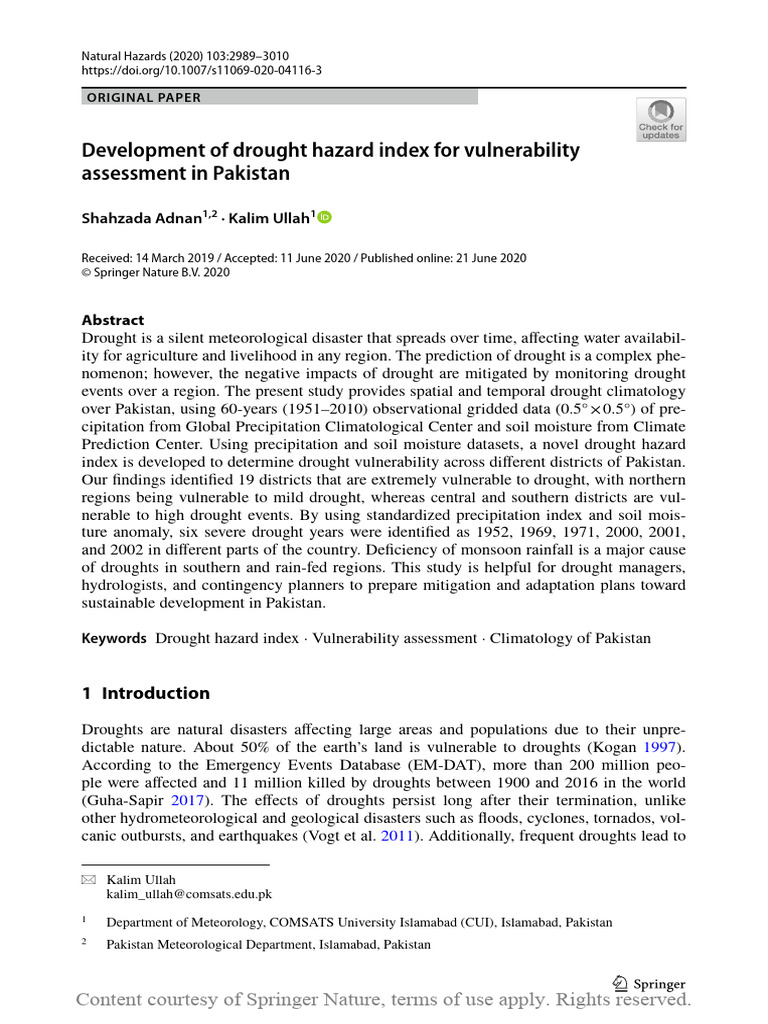 Development of Drought Hazard Index For Vulnerabil | PDF | Drought ...