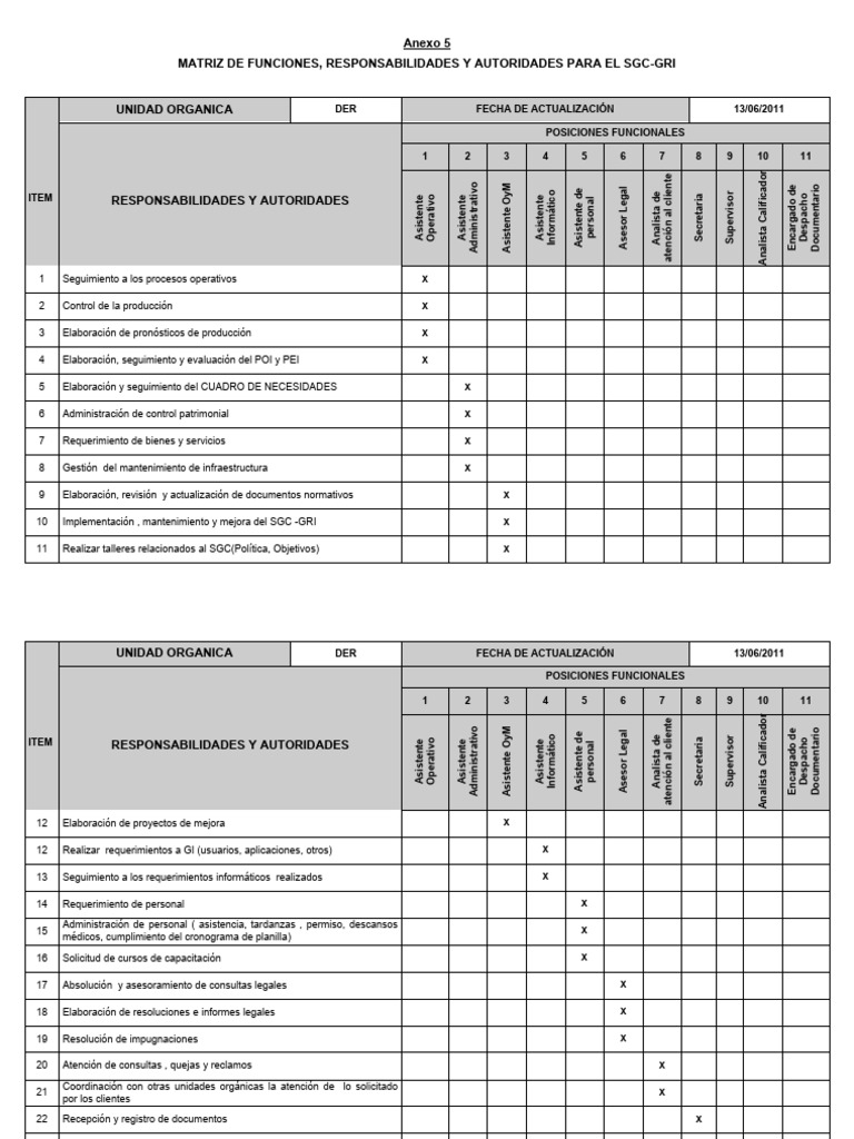 ANEXO 5 - Matriz de Funciones Responsabilidad y Autoridad - V2 ...