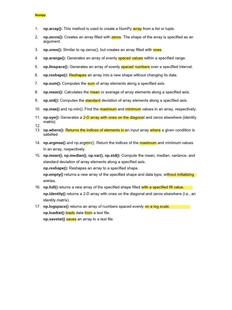 MEthoDs Numpy | PDF | Matrix (Mathematics) | Algebra