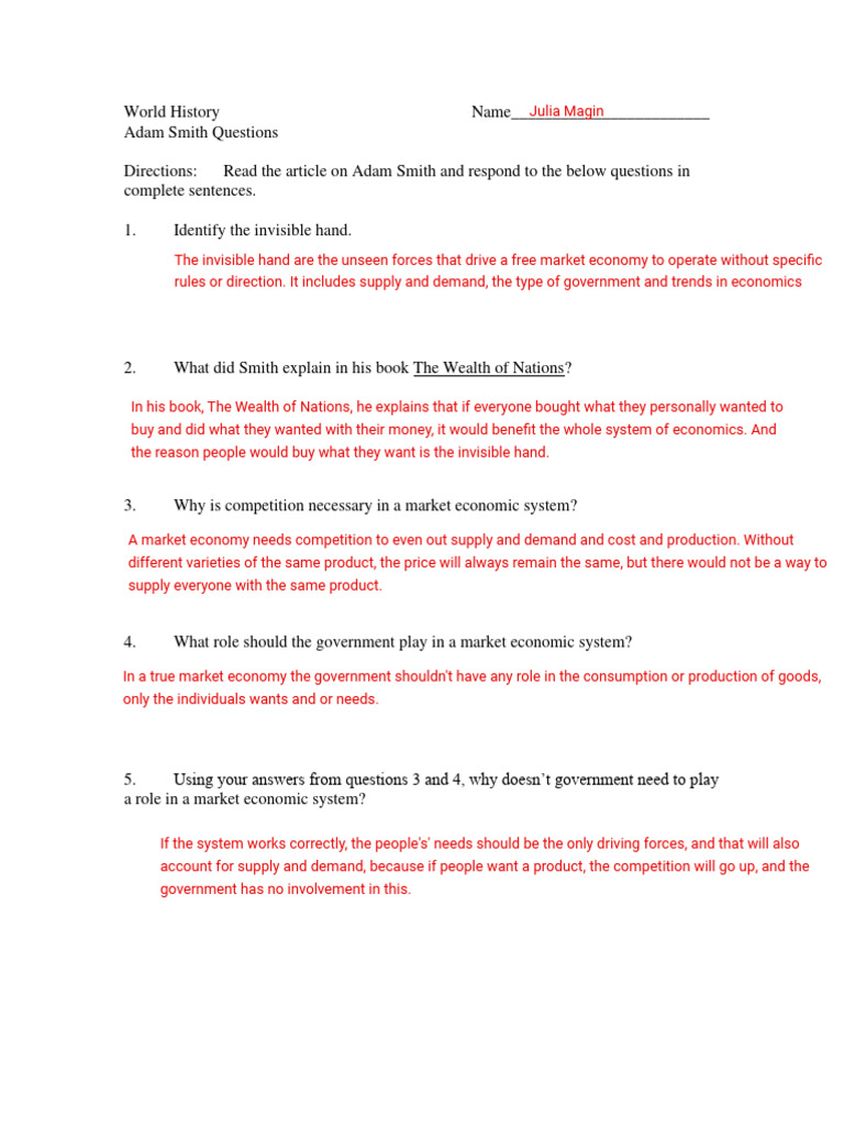 Kami Export - Julia Magin - Adam Smith Questions | PDF