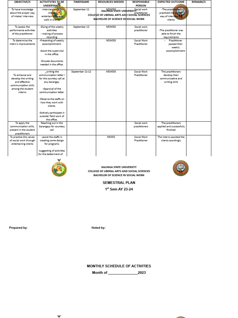 Semestral Plan Edit - 1 | PDF | Social Work