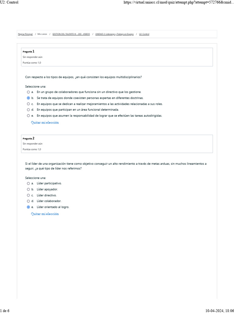 U2 Control | PDF | Liderazgo | Psicología Social