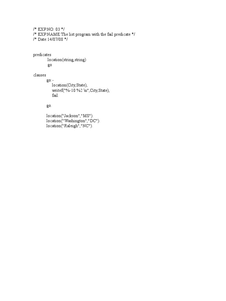 Prolog Program 2 | PDF