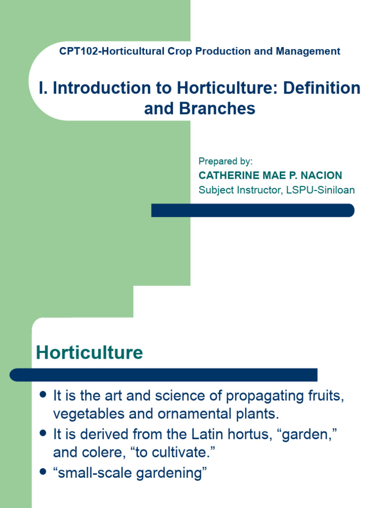 I. Intro To Horticulture | PDF