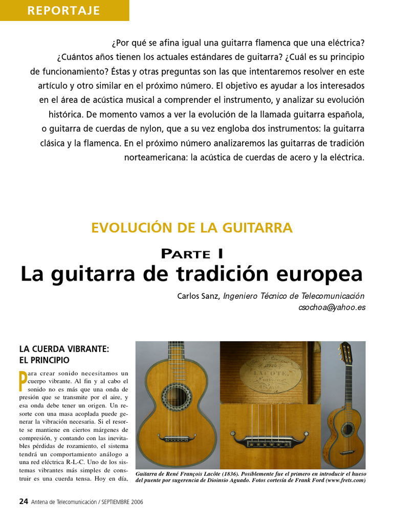 Sanz, Carlos - Evolución de La Guitarra - Parte I | PDF | Guitarras | Instrumentos de cuerda