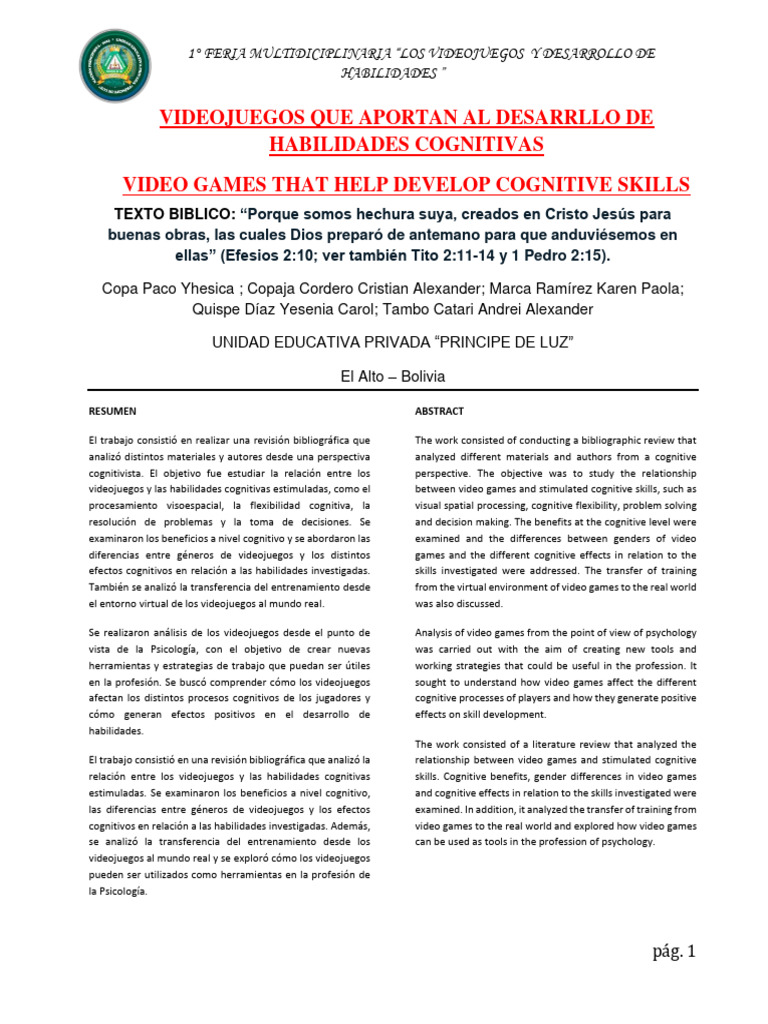 Articulo Cientifico | PDF | Videojuegos | Cognición
