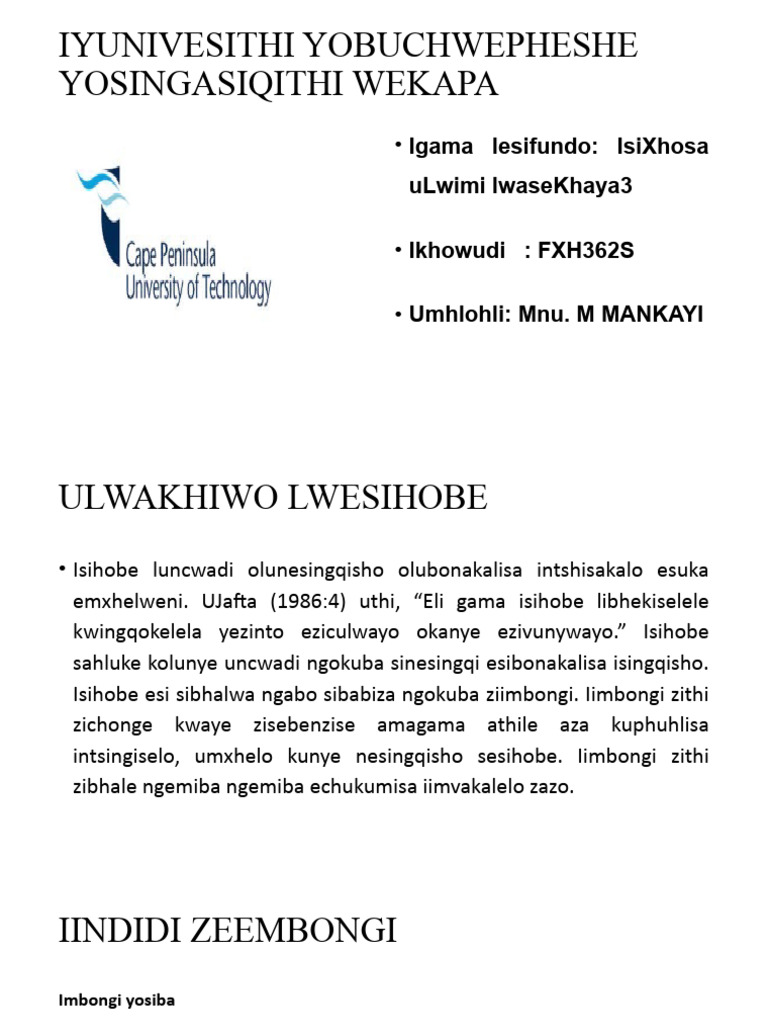 Isihobe Lesson Presantatio | PDF | Stanzaic Form | Composition ...