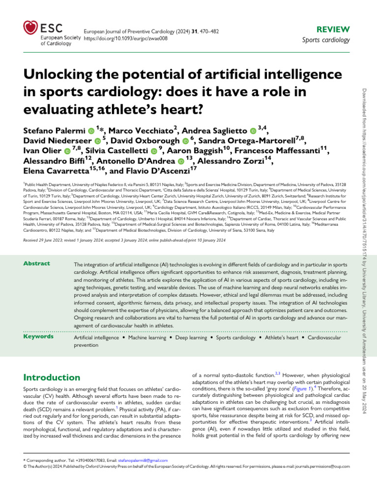 ai in sports cardiology | PDF | Machine Learning | Artificial Intelligence