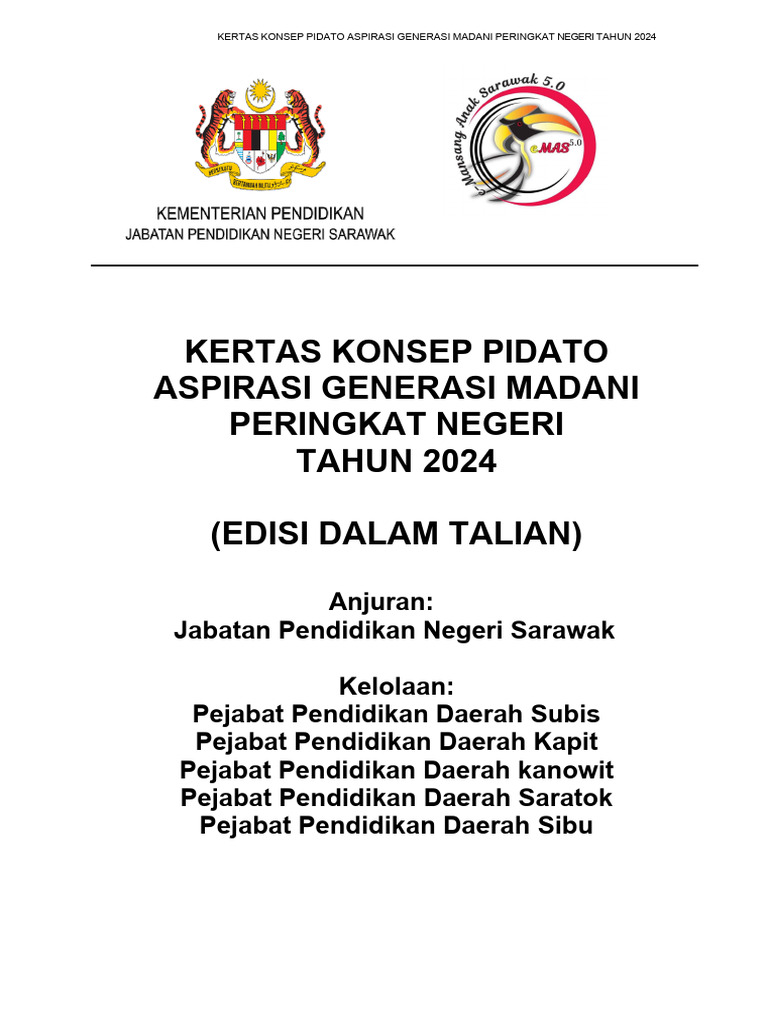 KK Pidato - Aspirasi - Generasi - Madani - Tahun - 2024 - Edit | PDF