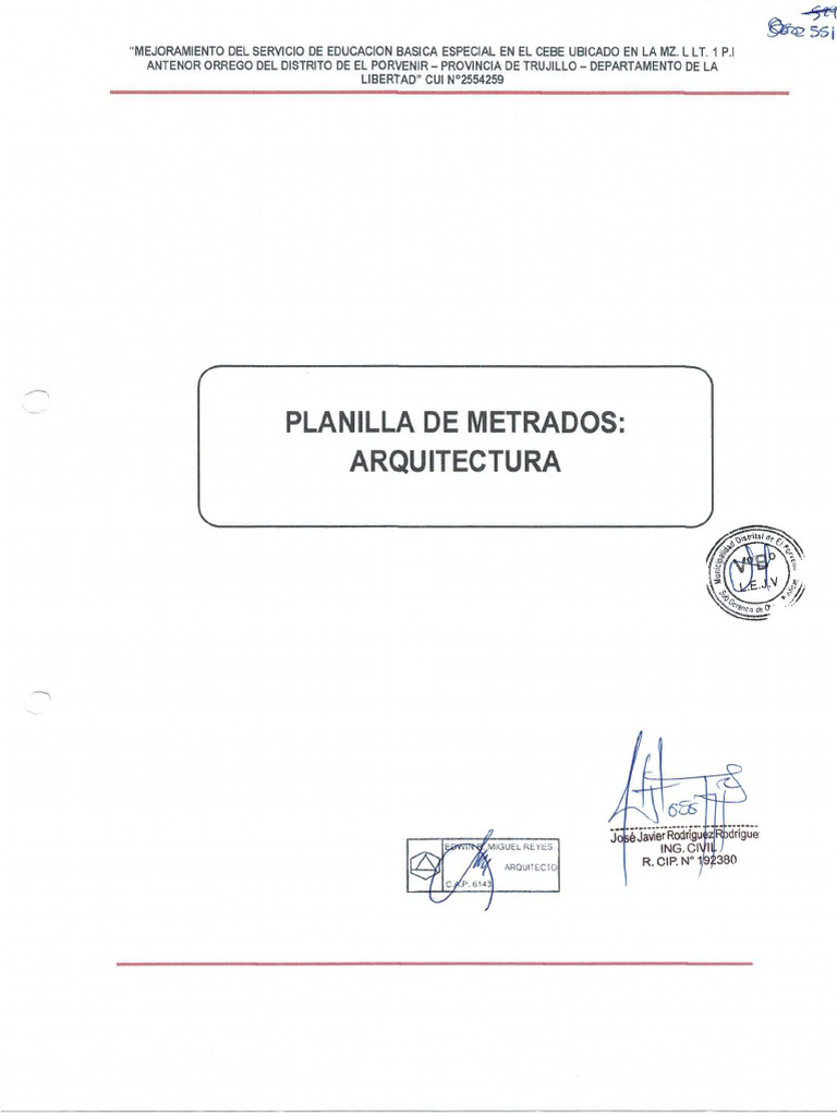 Planilla de Metrados Arquitectura de Cebe | PDF