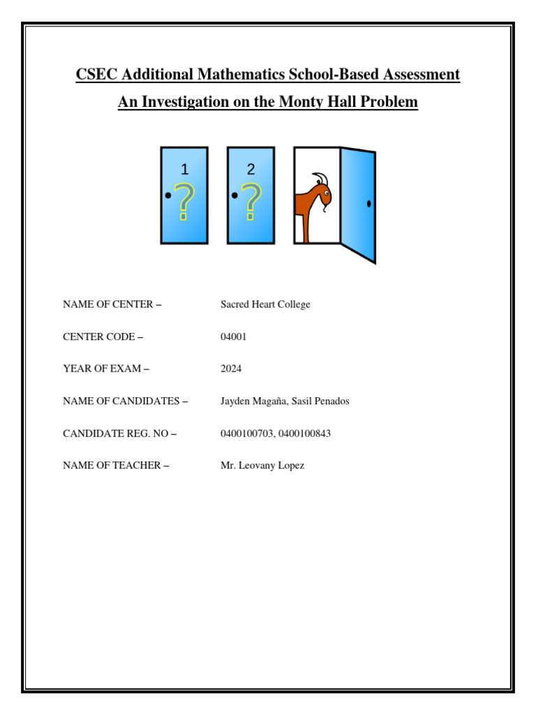 CSEC Additional Mathematics SBA | PDF | Probability | Probability Theory