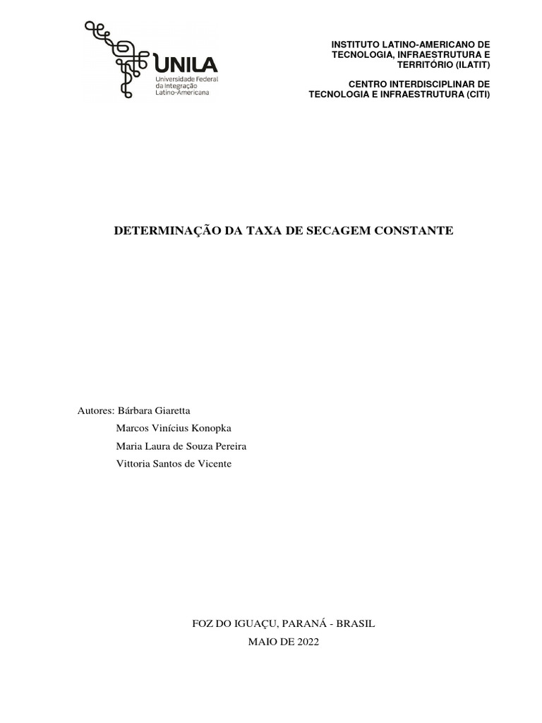 RELATÓRIO 2 - LAB EQ III | PDF | Umidade | Calor