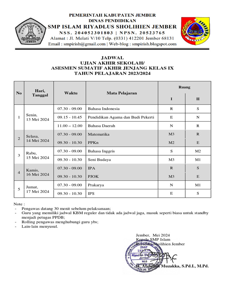 (Revisi) Jadwal Asaj 2023-2024 | PDF