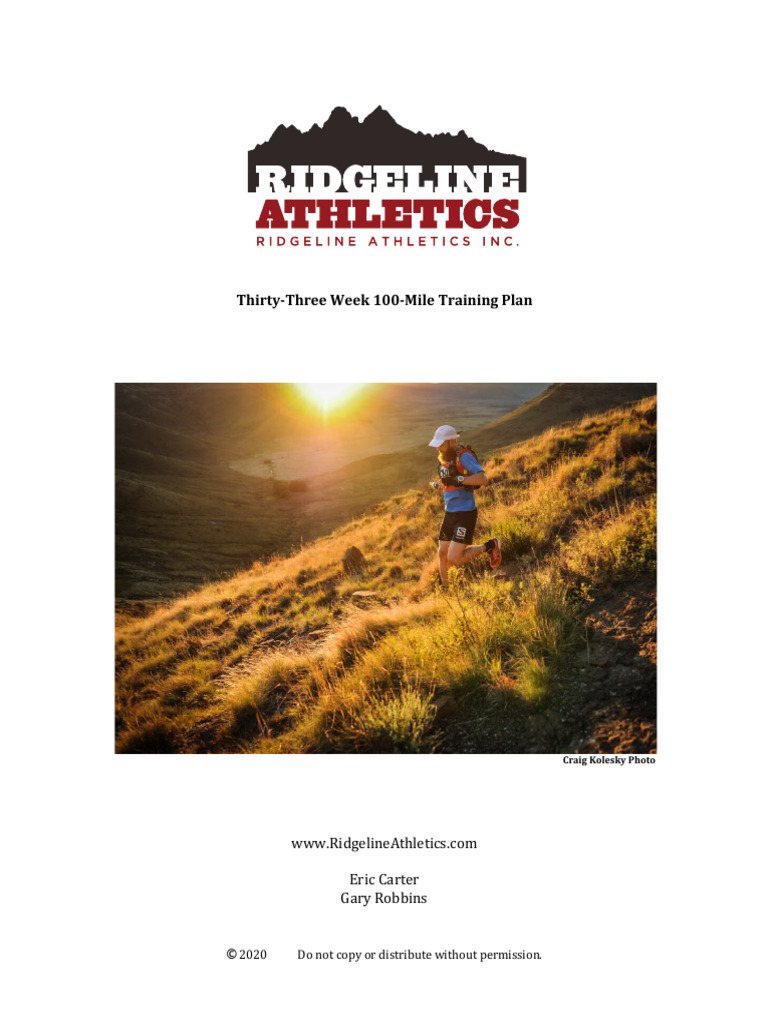 33 Weeks 100 Mile Training Plan Pdf