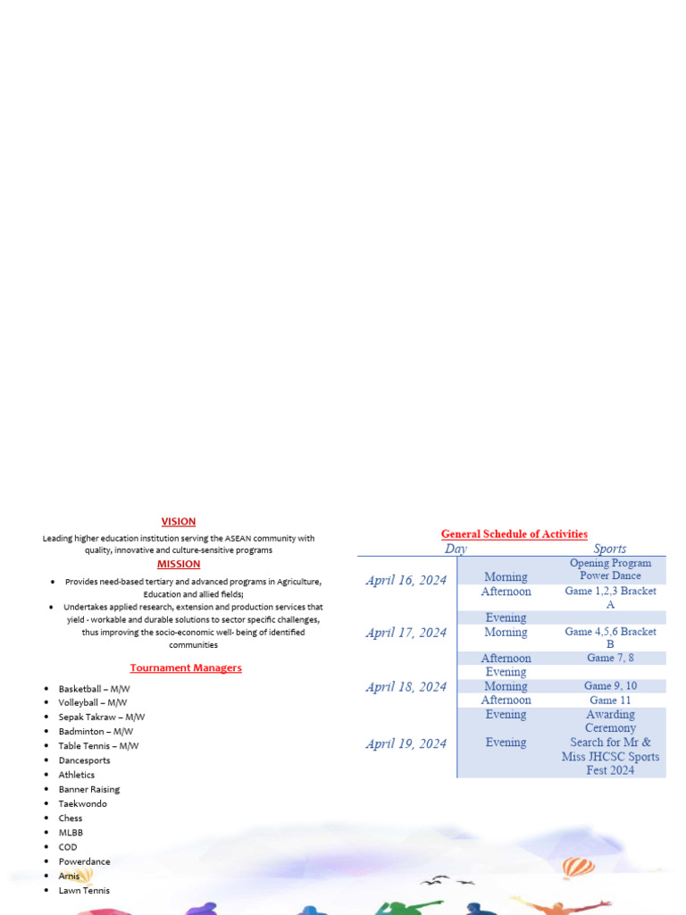 Intrams Program 2024 | PDF | Sports | Multi Sport Events