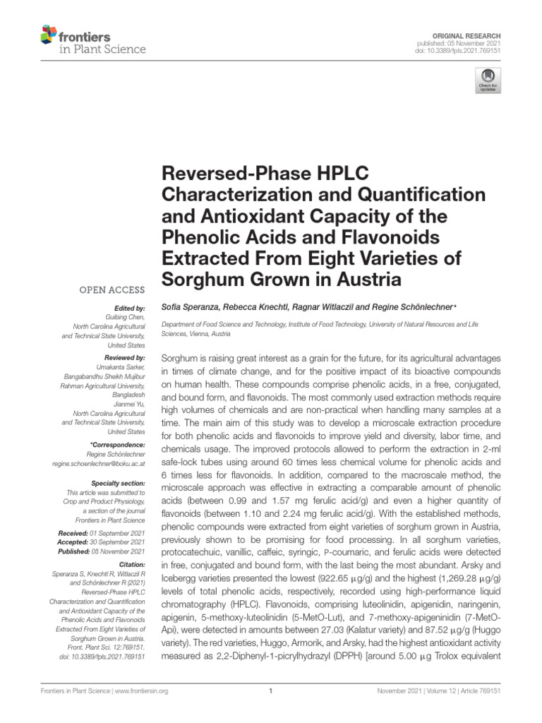 Reversed-Phase HPLC Characterization and Quantific | PDF | Polyphenol ...