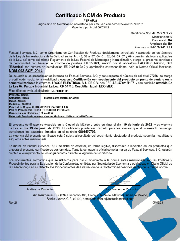 Certificado Nom | PDF | México