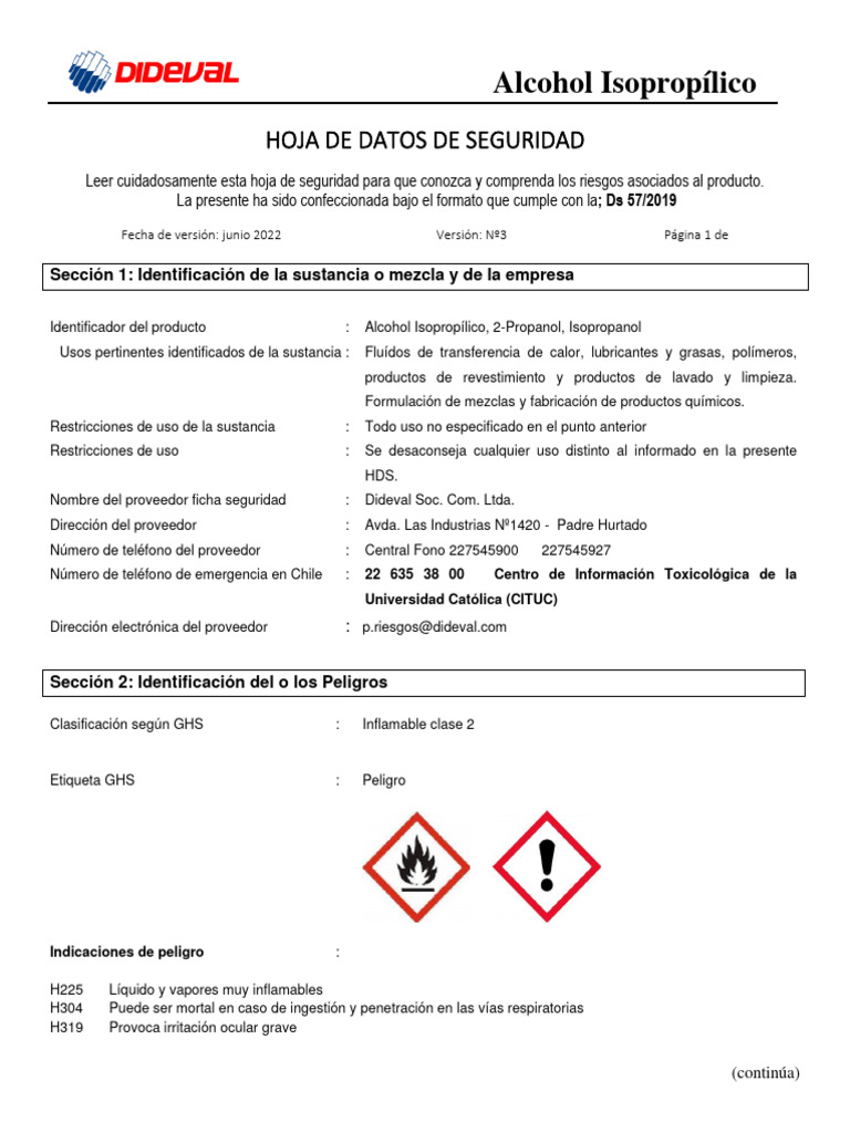 HDS-IPA-GHS | PDF | Combustión | Agua