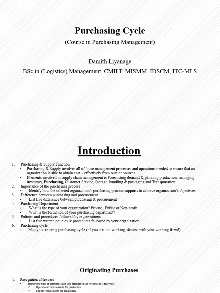 Purchasing Cycle & Make or Buy Decesions | PDF | Procurement | Specification (Technical Standard)