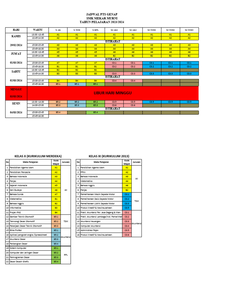 Jadwal PTS TP 2022-2023 Genap Terbaru | PDF
