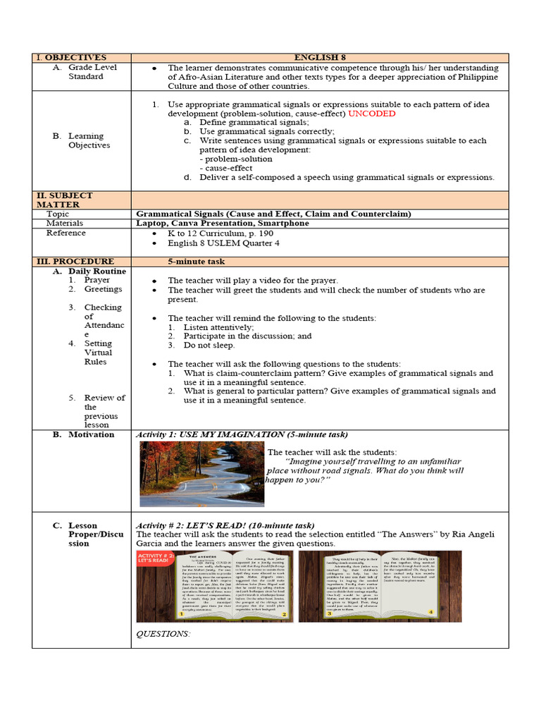 4th Quarter Lesson Plan COT 2 2022-2023 | PDF | Question | Causality