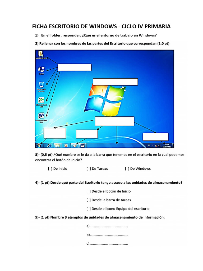 Ficha Escritorio De Windows Ciclo Iv Primaria Pdf