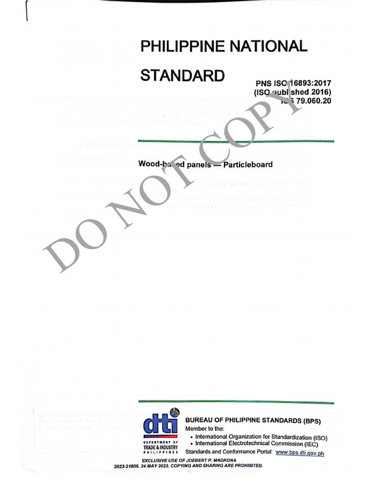 PNS Iso 16893 2017 Wood Based Particleboards | PDF
