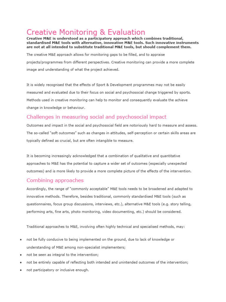 Creative Monitoring | PDF | Storytelling | Evaluation