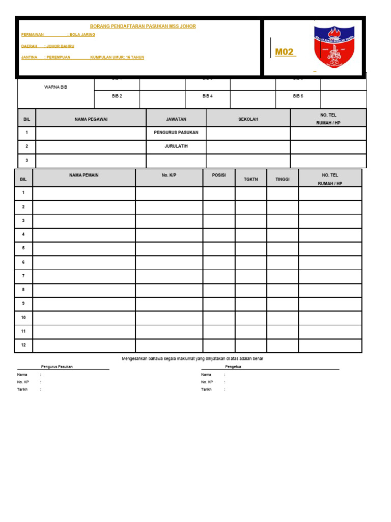 Borang M02 MSSD | PDF