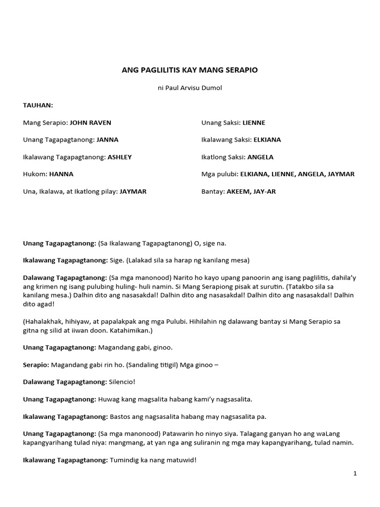 Ang Paglilitis Kay Mang Serapio | PDF