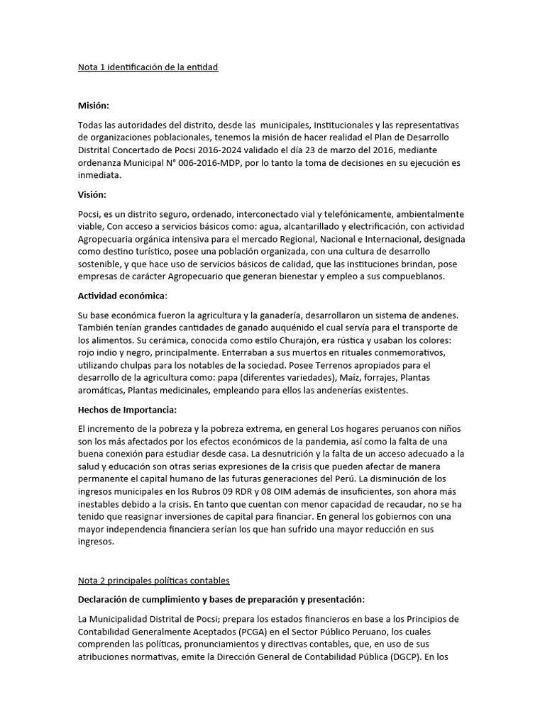 Nota 1 y 2 Modulo Contable Pocsi y San Antonio Chuca | PDF ...
