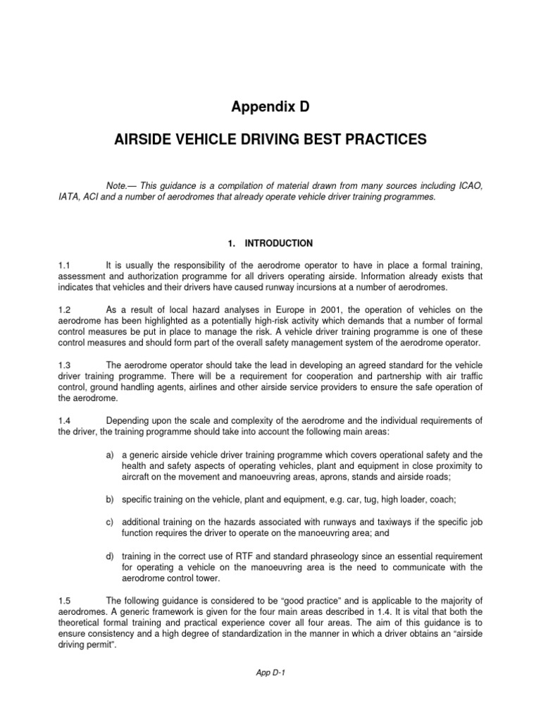 Airside Vehicle Driving Best Practices | Download Free PDF | Airport ...