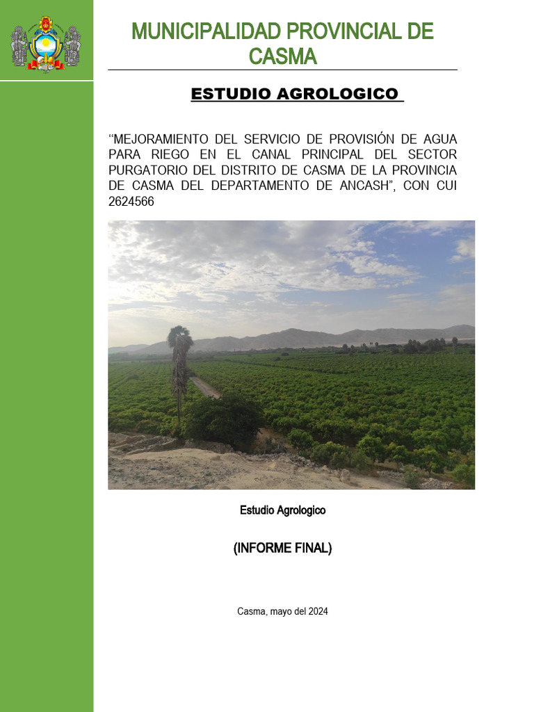 Estudio Agrologico Area de Riego | Descargar gratis PDF | Agricultura | Riego