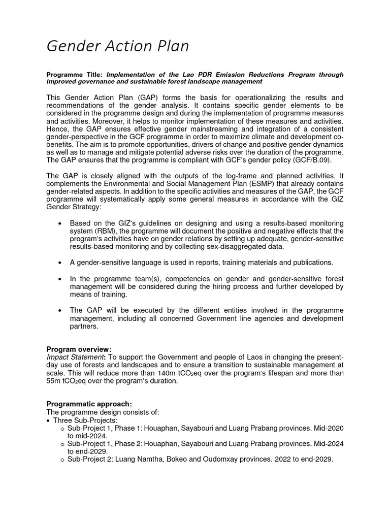 Gender-action-plan_Eng | PDF | Economies | Natural Environment