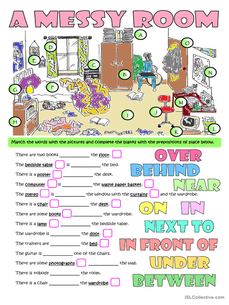 A MESSY ROOM - Furniture & Prepositions | PDF | Desk | Furniture