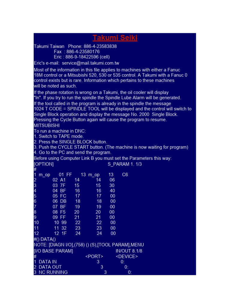 Takumi Seiki Machine Control Guide | PDF | Relay | Switch