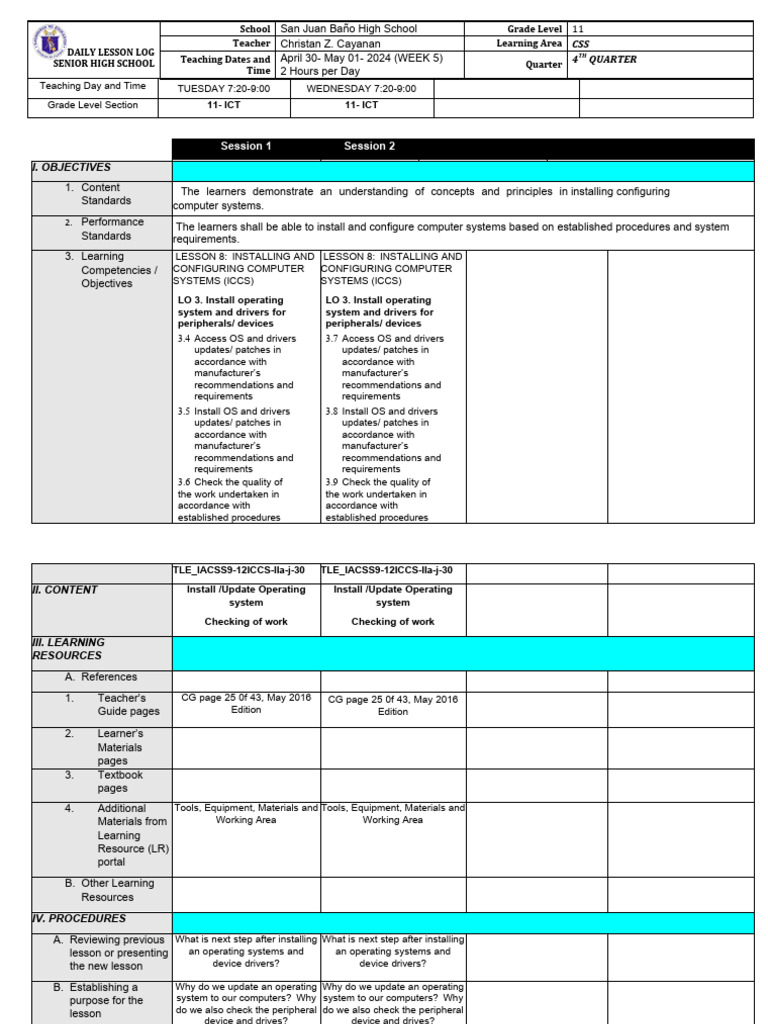 4th-Quarter Week 5. | PDF | Operating System | Learning