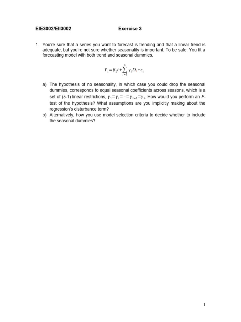 Exercise 3 Pdf Coefficient Of Determination Errors And Residuals