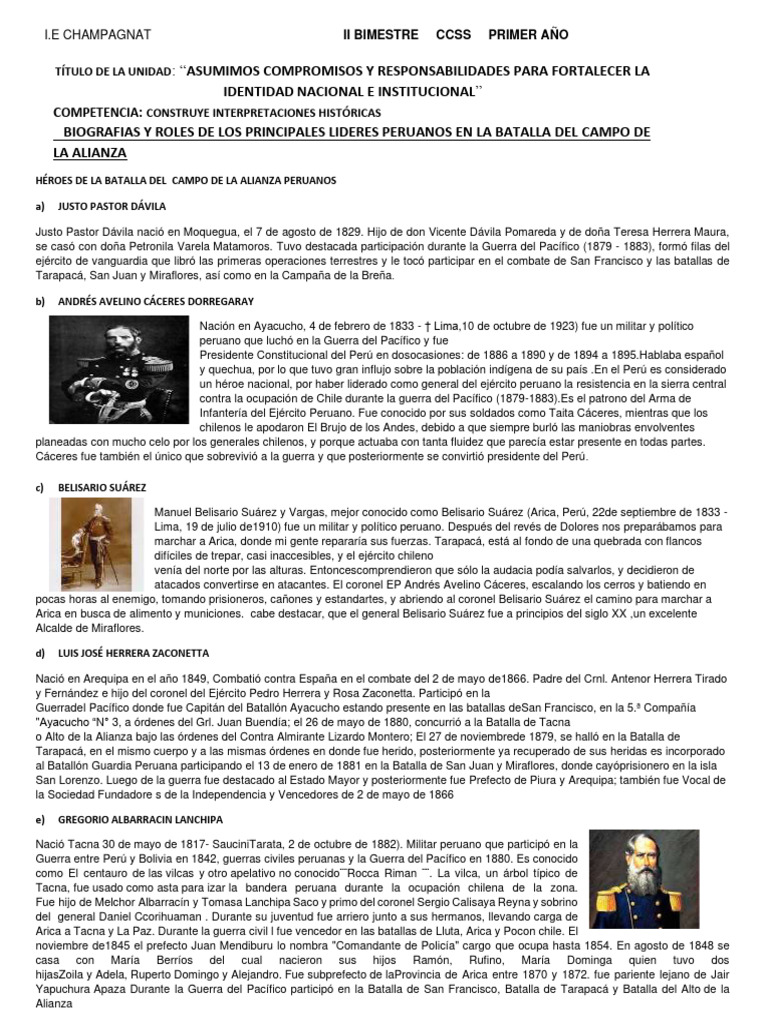 Rosa Hoja de Conc. 18 Ccss Biografías y Roles de Héroes Peruanos ...