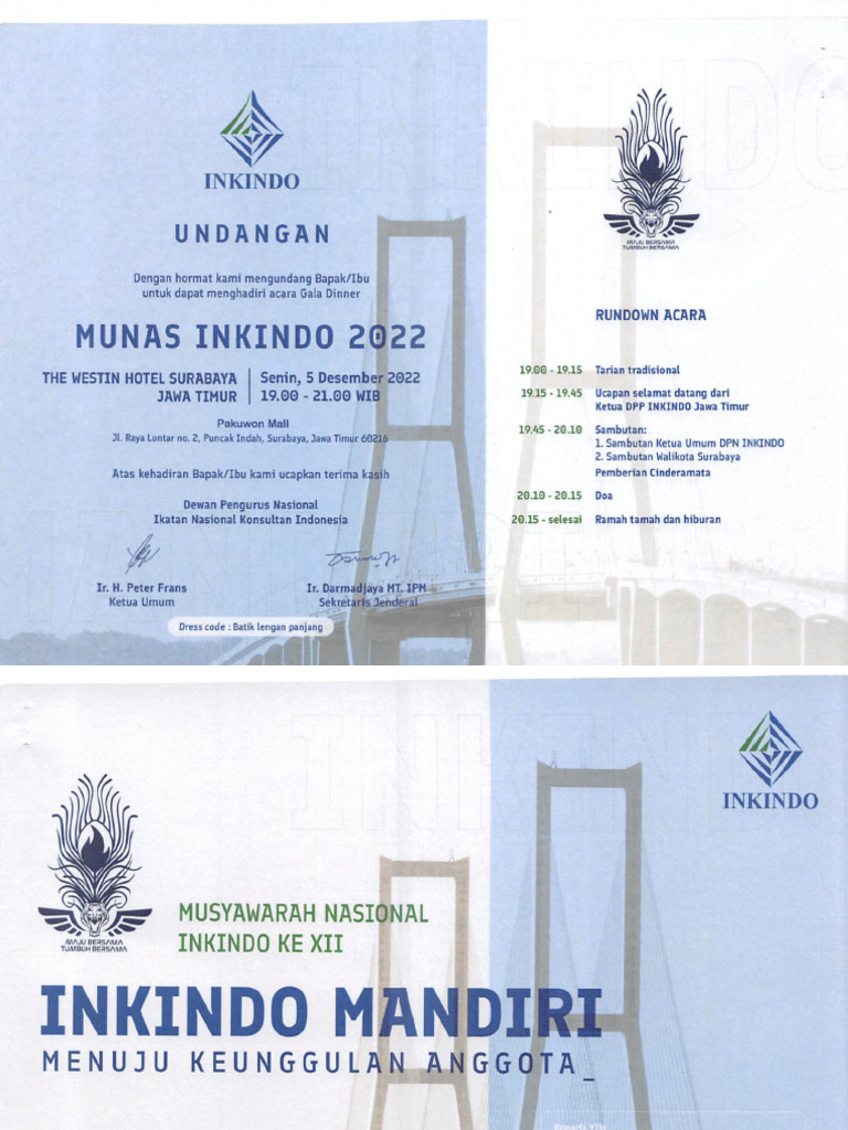 Undangan Dan Memberikan Sambutan Gala Dinner Munas Inkindo 2022 | PDF