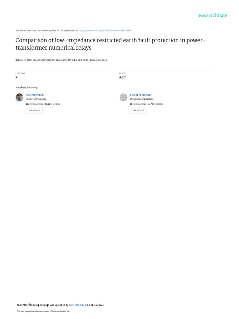 Comparison of Low-Impedance Restricted Earth Fault Protection in Power ...